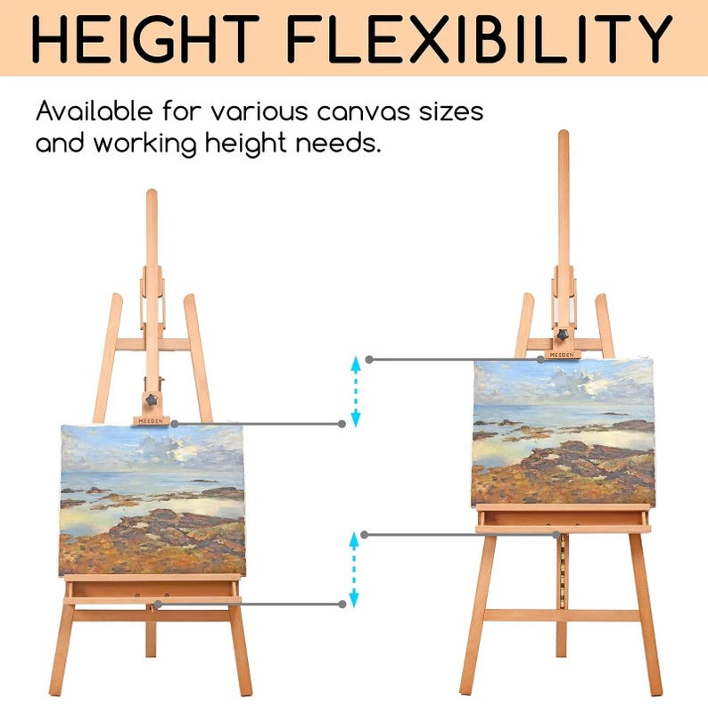 Adjustable Lyre Style Studio Easel: Solid Beech Wood, Tilting A-frame ...
