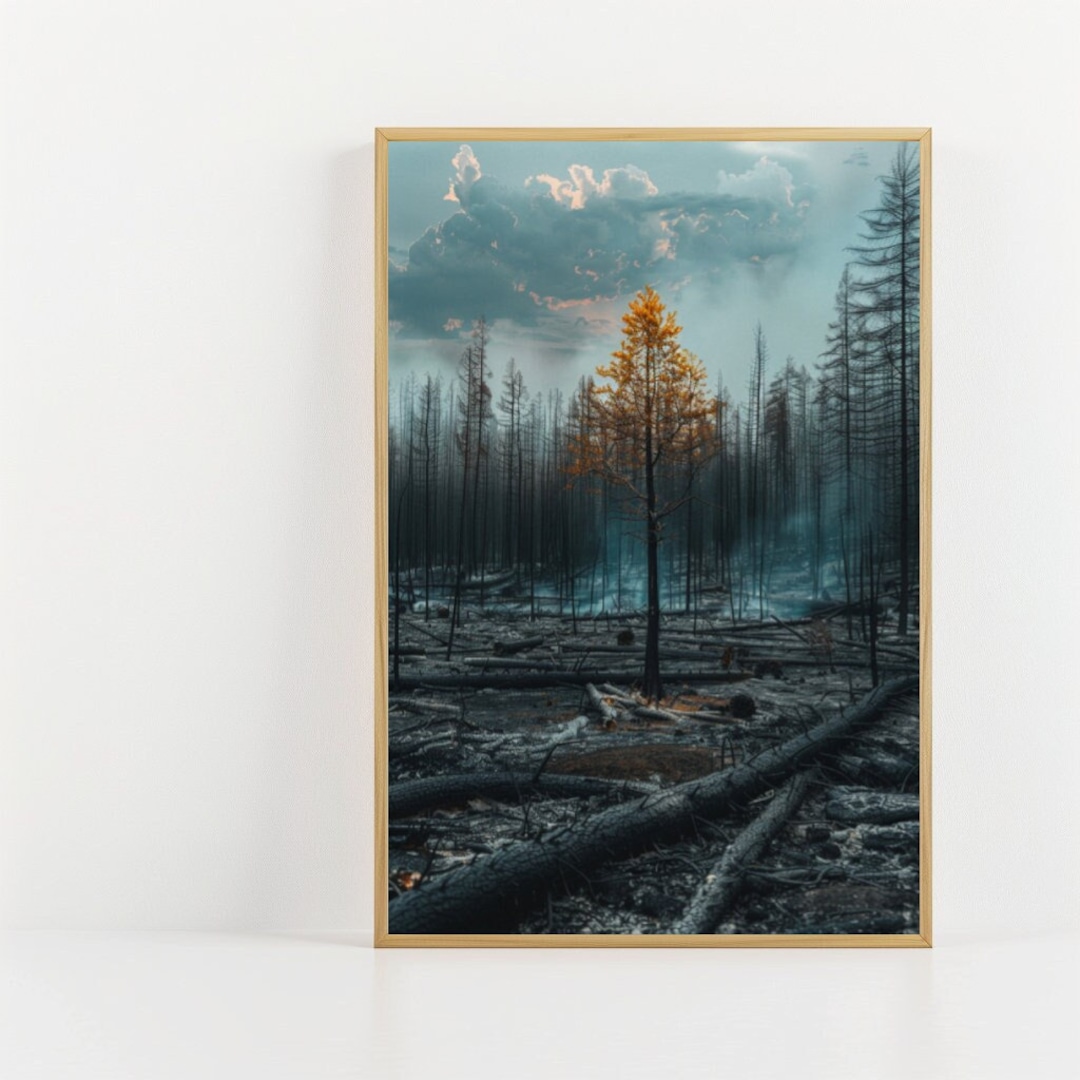 Digital Art / Tree / Forest Fire / Burned / Lonely Tree / Lone Survivor ...