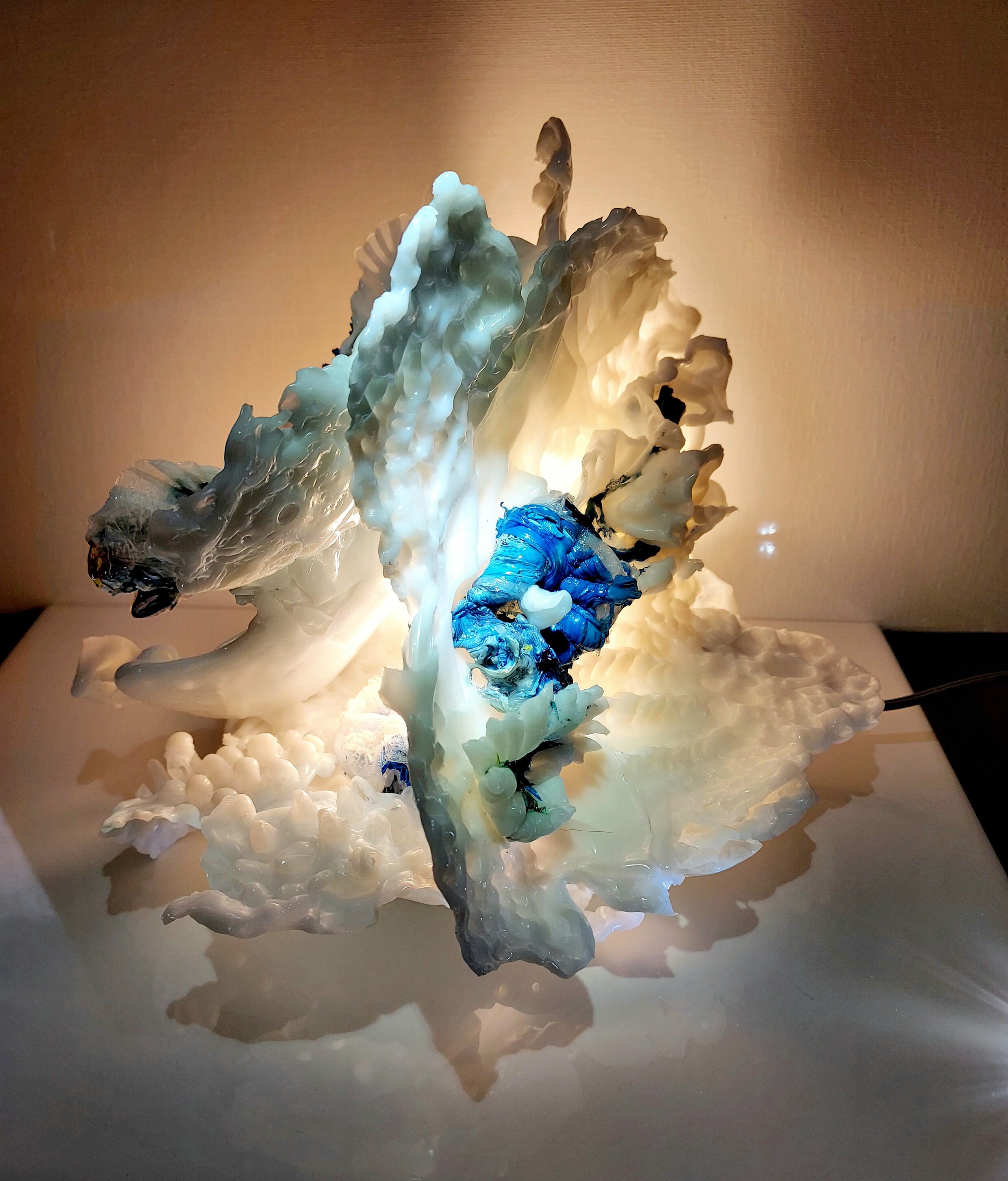 Table Lamp Sculpture Lighted Ocean Art Unique Handmade Lamp Coastal ...
