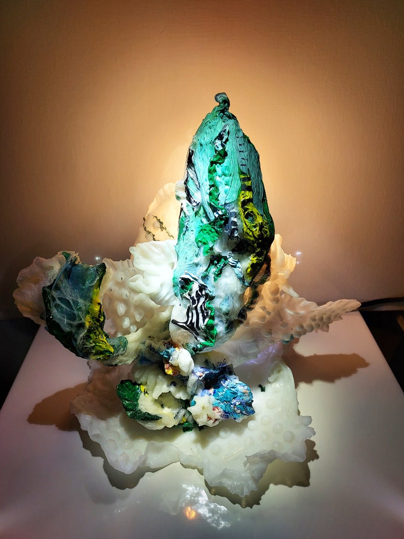 Table Lamp Fish Sculpture Lighted Ocean Art Unique Original Handmade ...