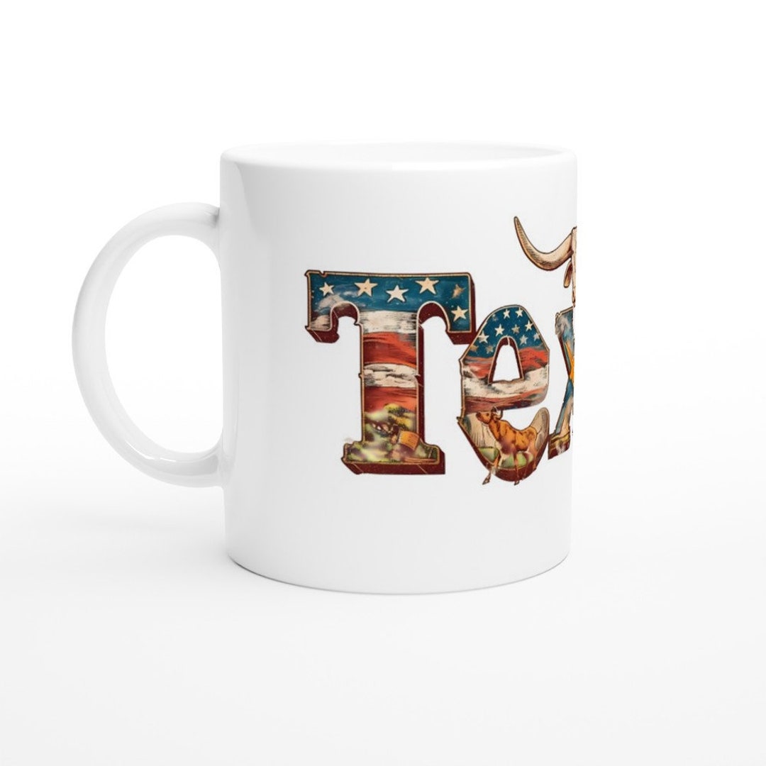 Texas Style: Bold Letters With Lone Star Flair White 11oz Ceramic Mug ...