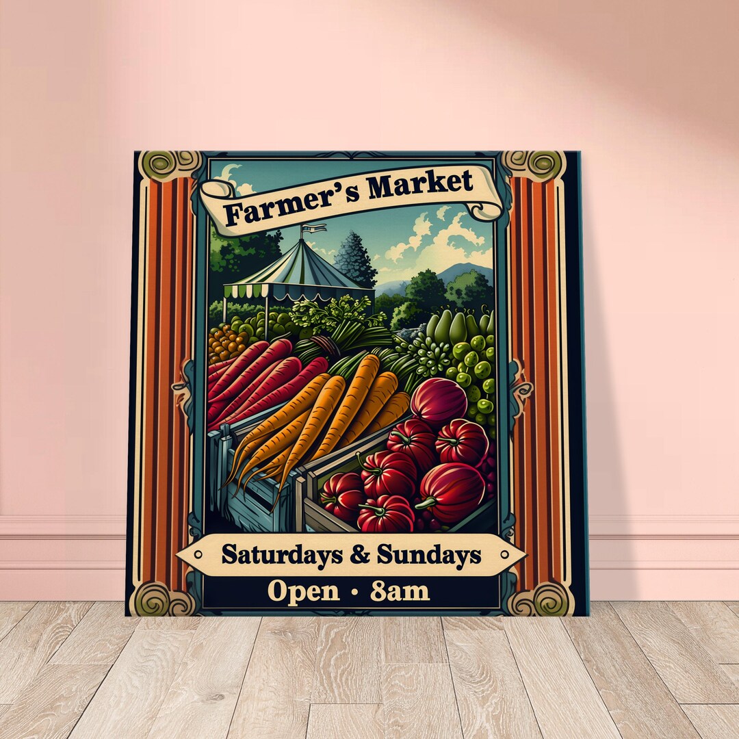 Vintage Farmer's Market Poster: Fresh Produce Art Poster Canvas - Etsy