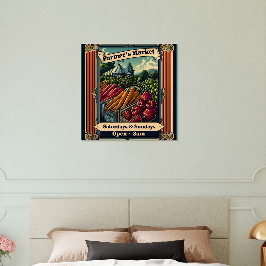 Vintage Farmer's Market Poster: Fresh Produce Art Poster Wood Prints - Etsy