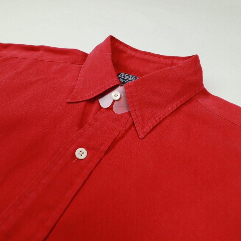 POLO RALPH LAUREN Vintage Red Short Sleeve Button Down Shirt Men's M ...