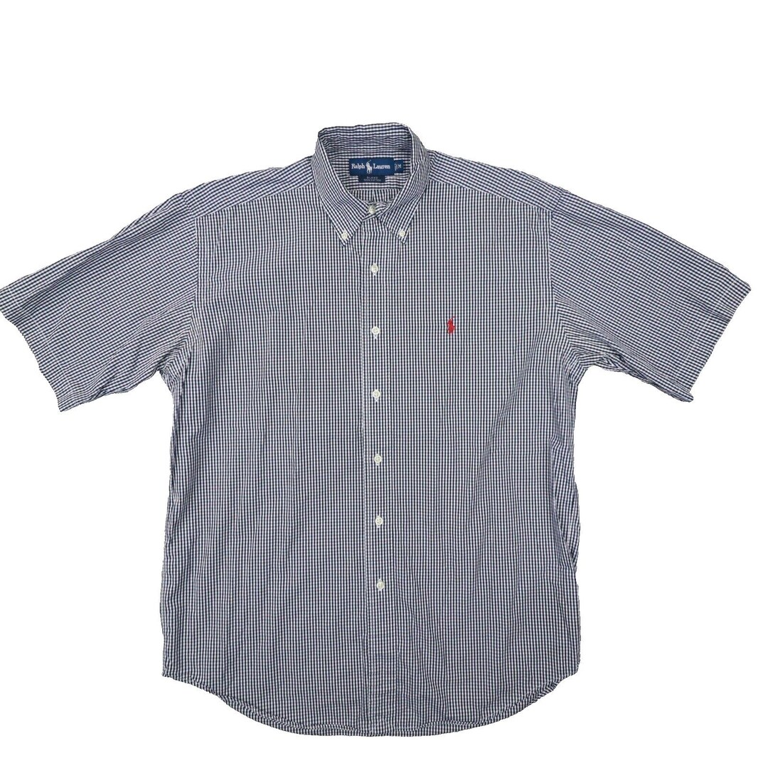 Ralph Lauren Vintage Blake Navy Blue White Check Button up Size Medium ...