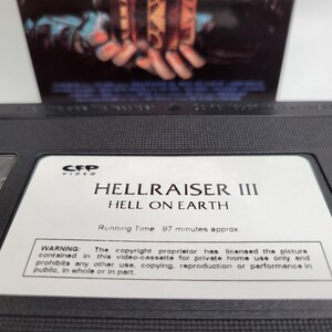 Hellraiser 3 Hell on Earth VHS C/FP | Clive Barker | Pinhead | Horror ...