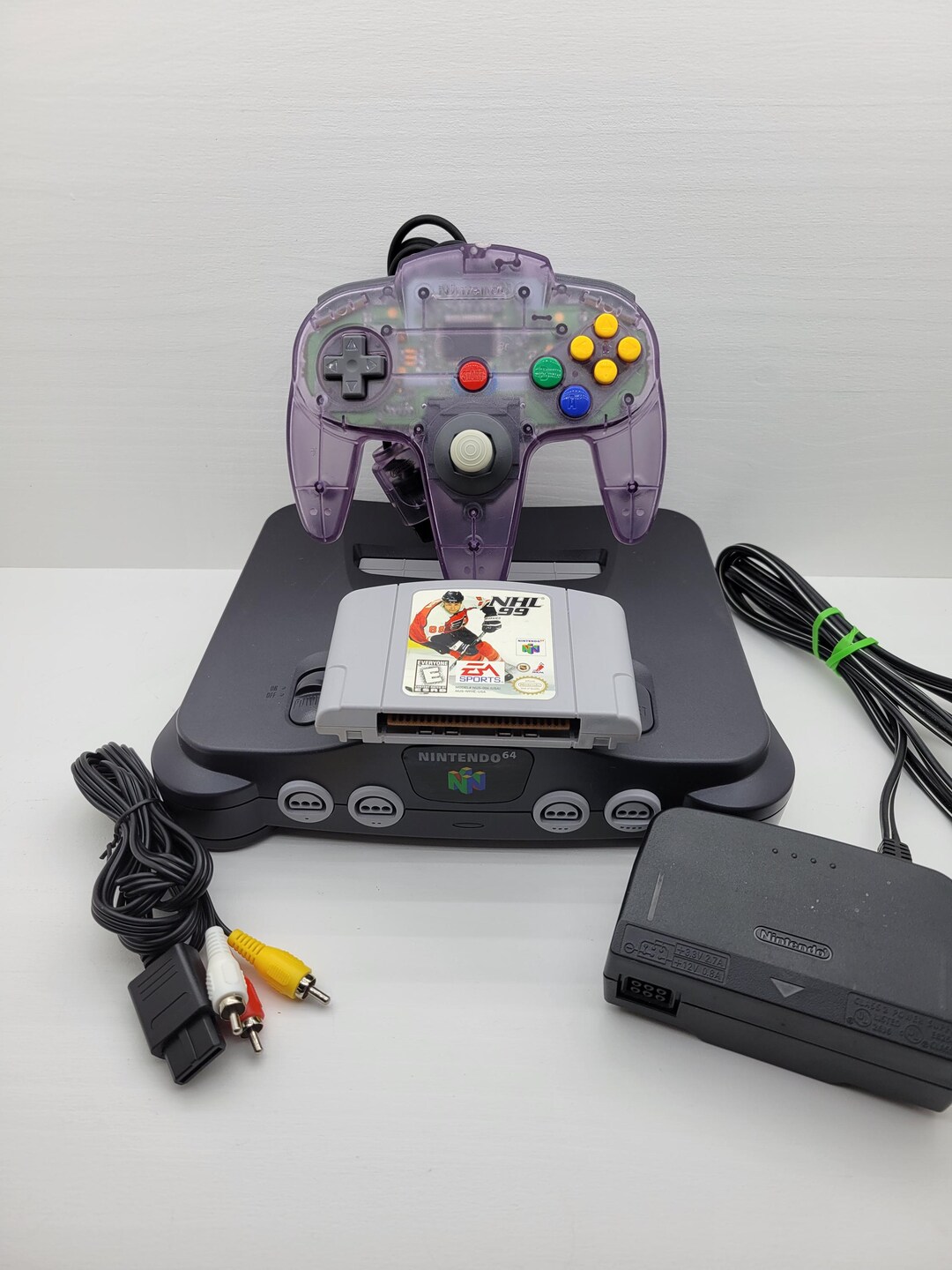 Restored Nintendo 64 N64 W/ 1 OEM Atomic Purple Controller, NHL 99 ...