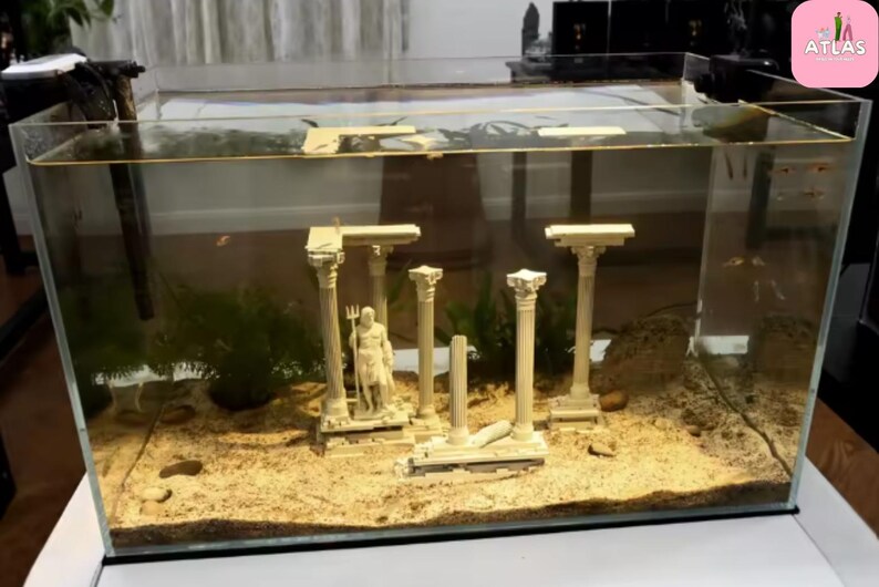 Roman Column Aquarium Ornament | Hand-painted Resin Ancient Ruins Decor ...