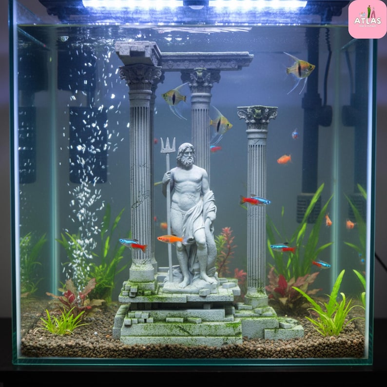 Roman Column Aquarium Ornament | Hand-painted Resin Ancient Ruins Decor ...