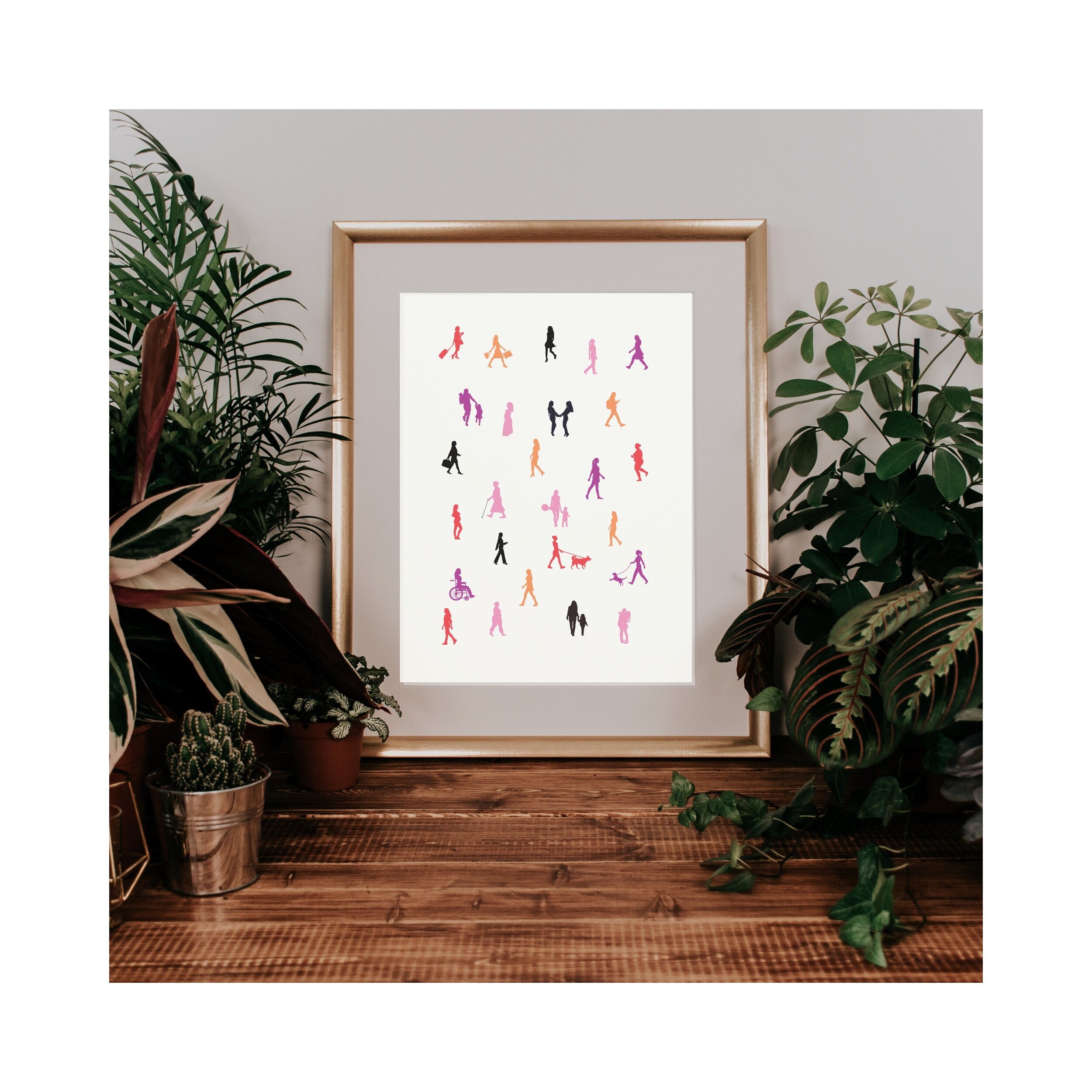 Subtle Sapphic Art, Lesbian Flag Women Silhouettes , Lesbian Art, Tiny ...