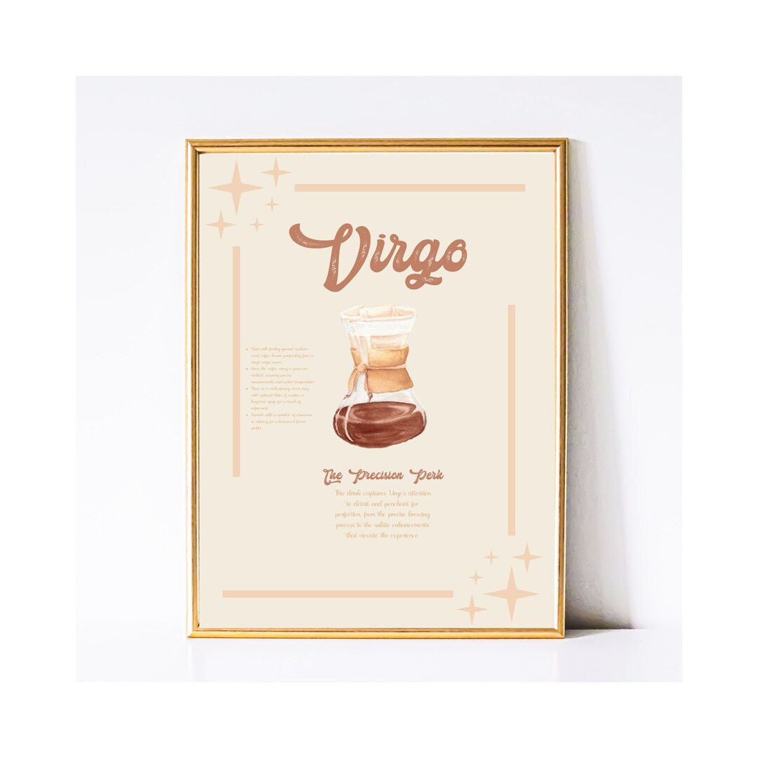 Virgo Coffee Art , Astrology as Drinks, Coffee Wall Art, Zodiac Wall ...