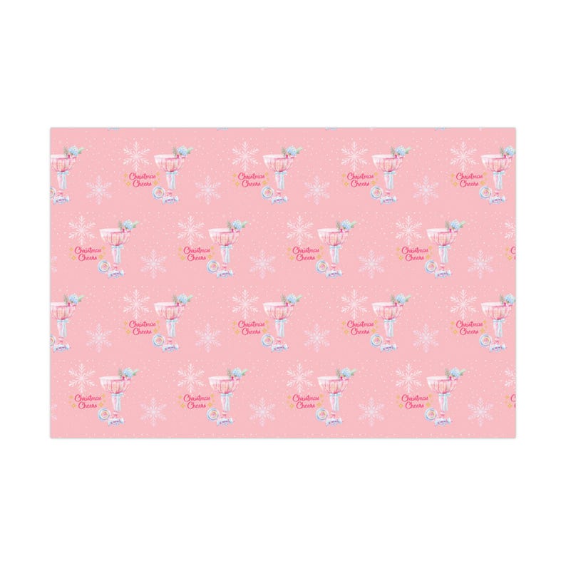 Pastel Pink Christmas Wrapping Paper Festive Cocktail Design for a Fun ...