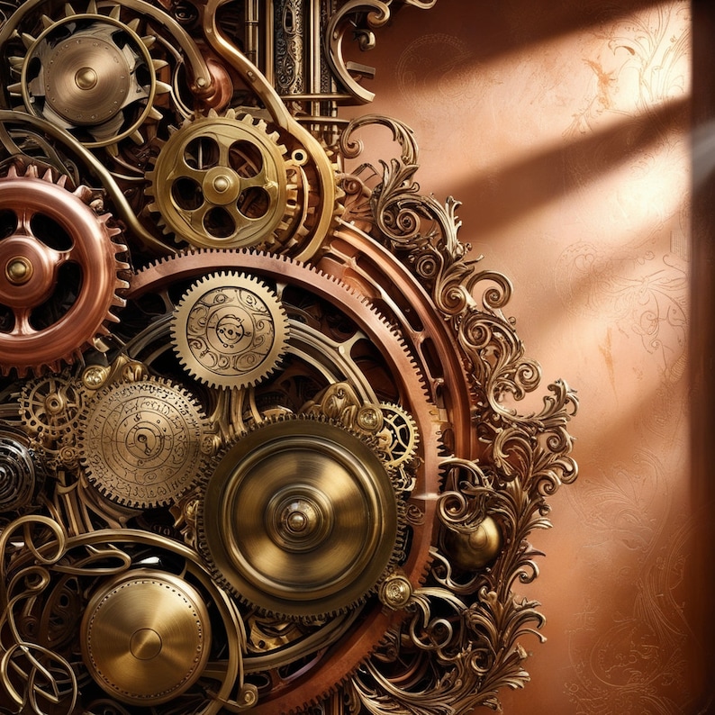 Over 50 Steampunk Mechanical Gears T-shirt Design- Intricate, Unique ...
