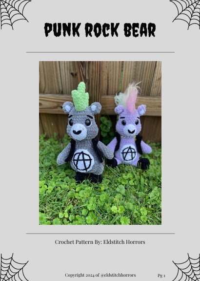Punk Rock Bear Crochet Pattern - Etsy