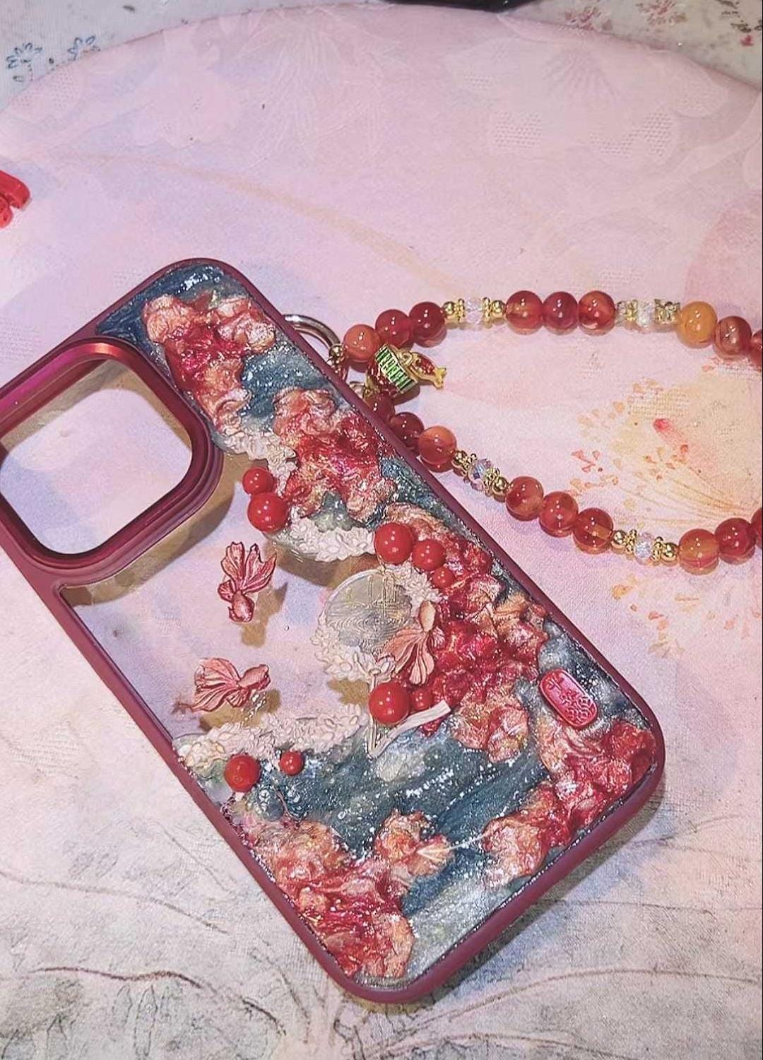 Custom Lotus Pond Phone Case: Handmade Decoden Cream Glue, Made to ...
