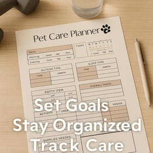 Pet Care Planner Printable | Daily Pet Log Sheet | Dog Cat Health ...