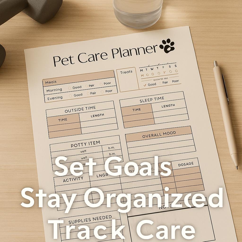 Pet Care Planner Printable | Daily Pet Log Sheet | Dog Cat Health ...