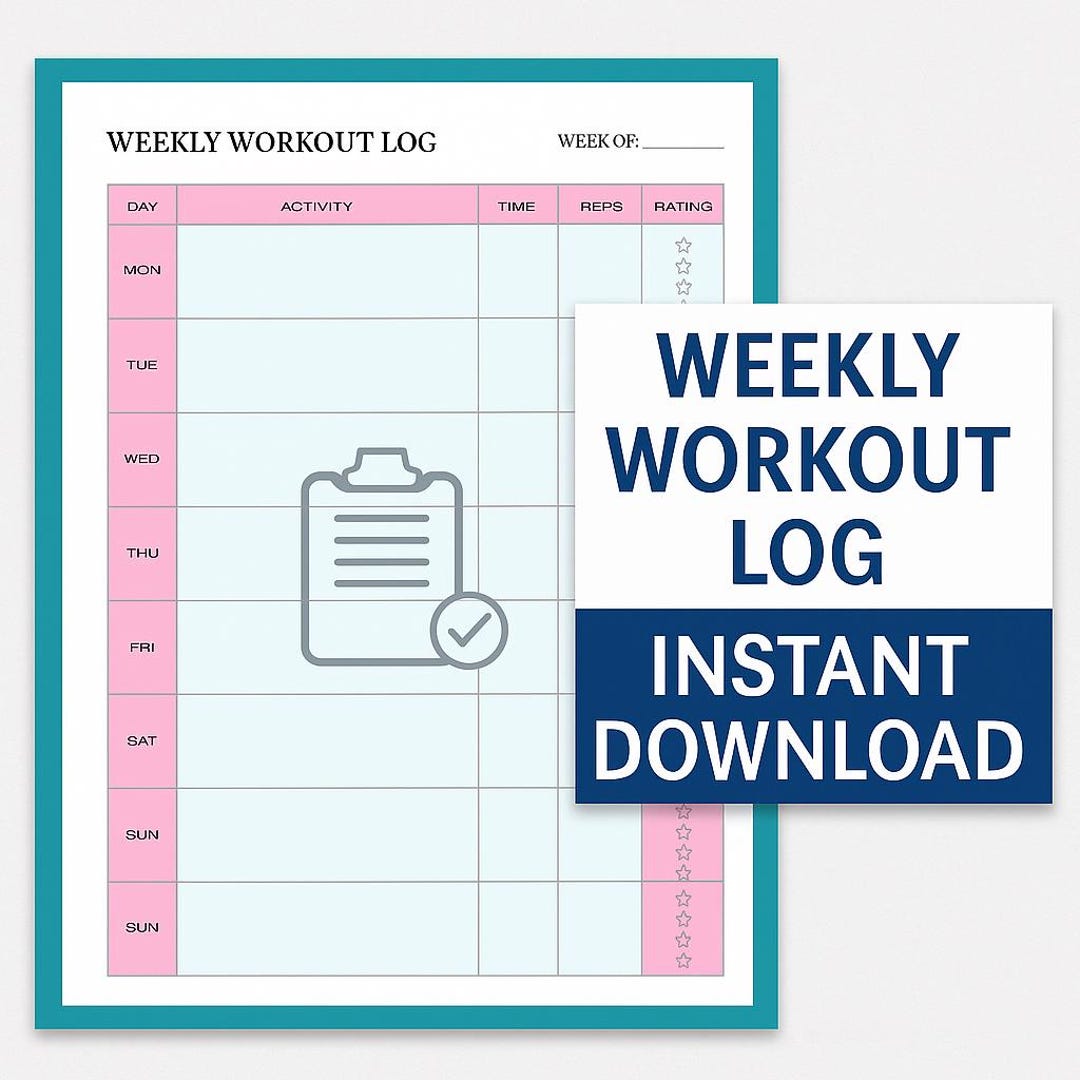 Weekly Workout Log Printable | Fitness Tracker Sheet | Gym Progress ...