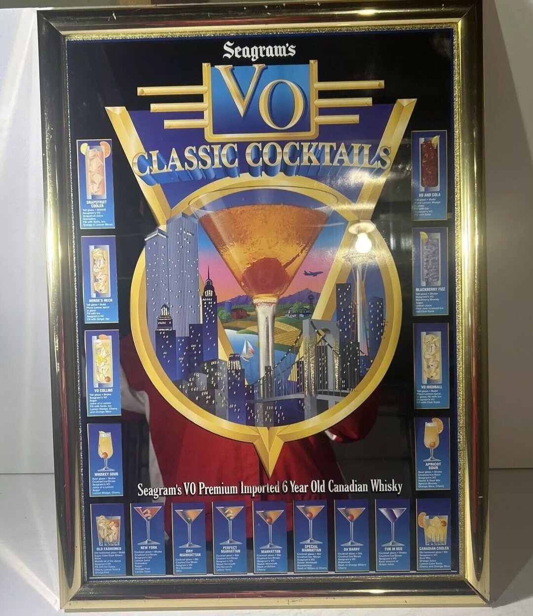 Seagram's VO Classic Cocktails Bar Mirror Canadian Whiskey Made in USA ...