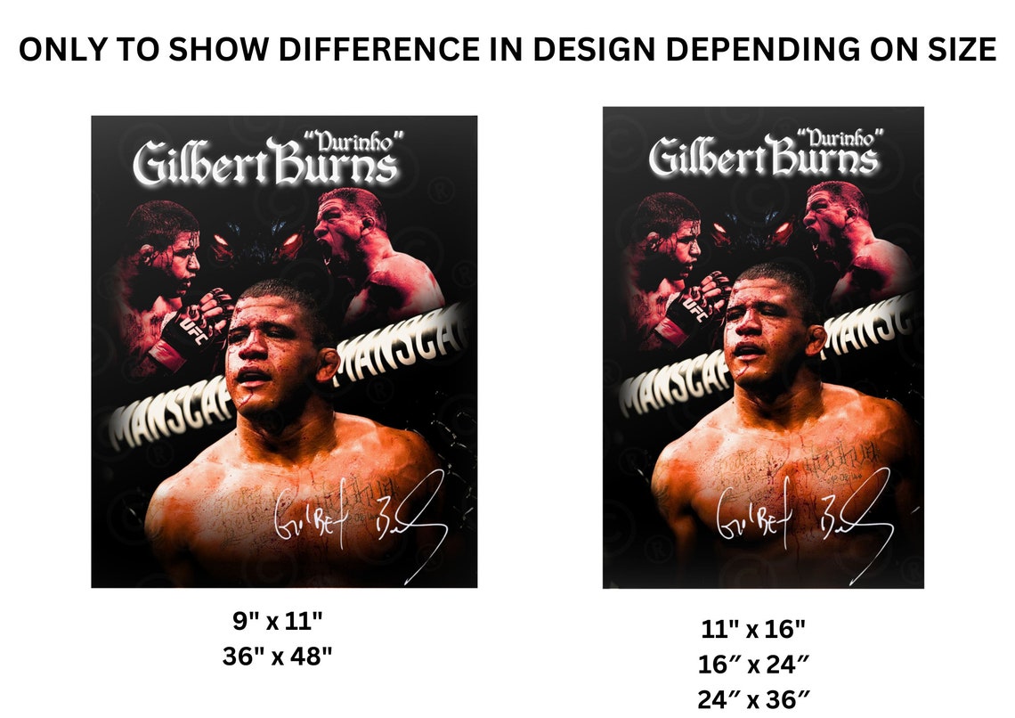 Gilbert Durinho Burns Poster, UFC Poster, MMA Poster, Fighter ...