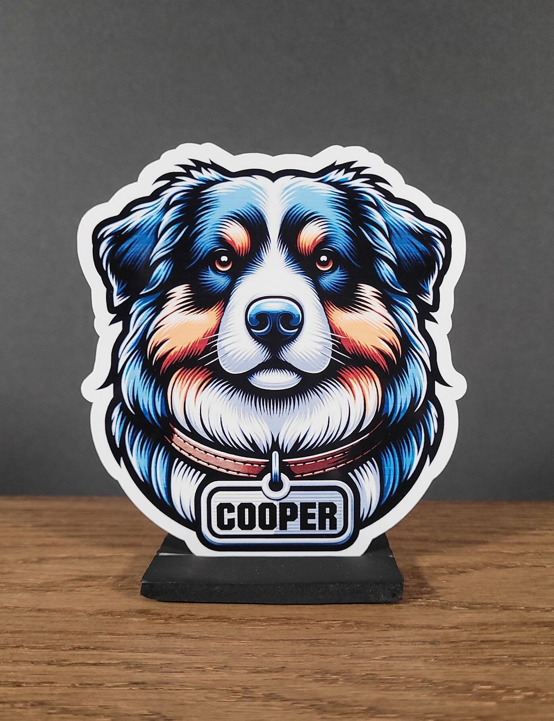 Custom Dog Tag Name Sticker Australian Shepherd Dog Customizable Pet ...