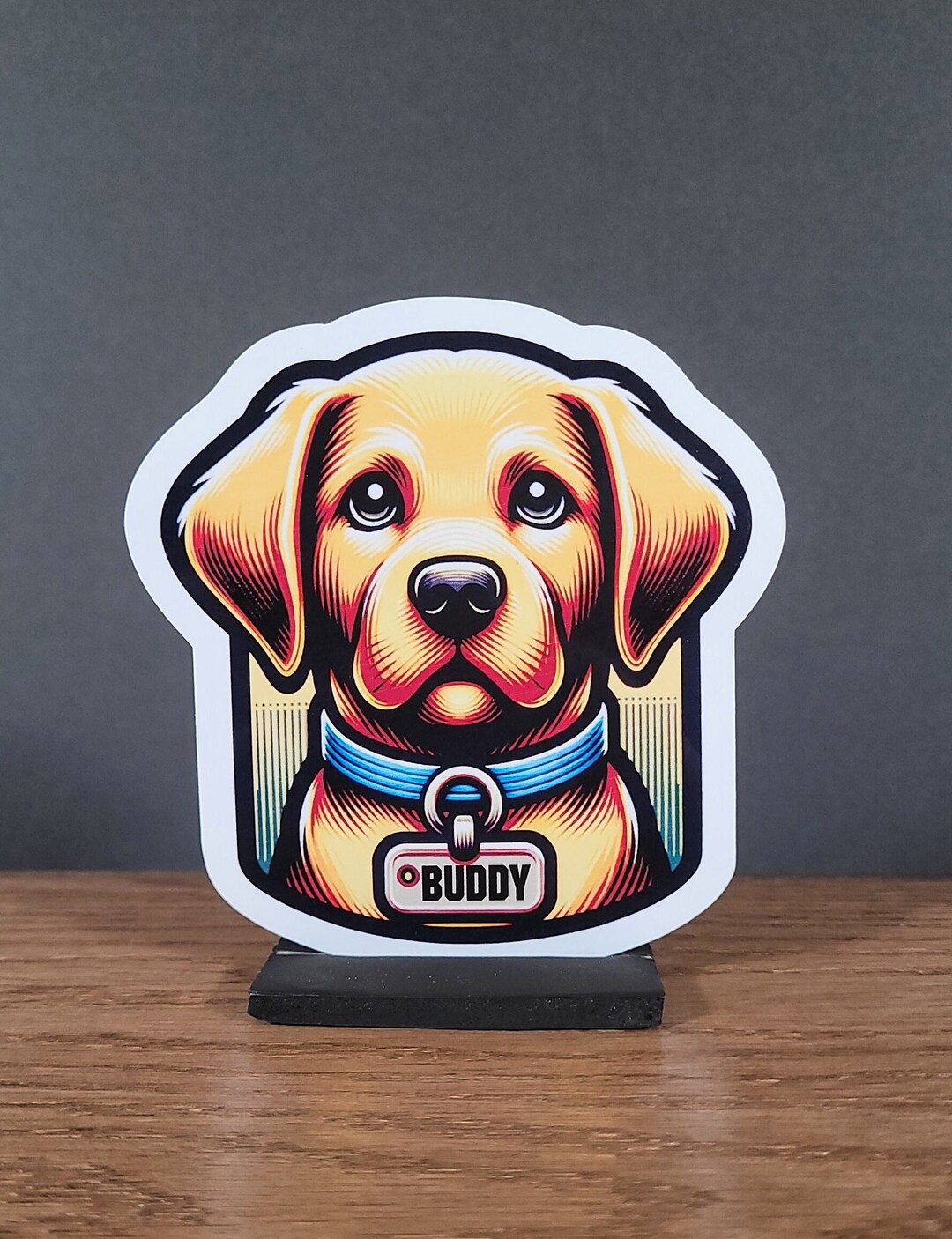 Custom Dog Tag Name Sticker Labrador Retriever Dog Customizable Pet ...