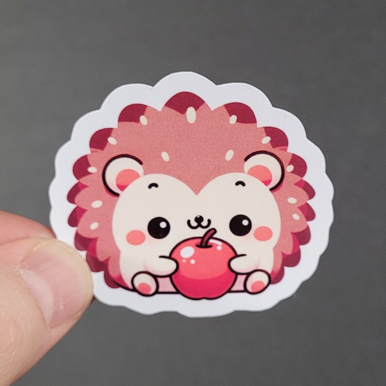 Cute Hedgehog Eating Apple Sticker for Friends Cute Animal Stickers ...
