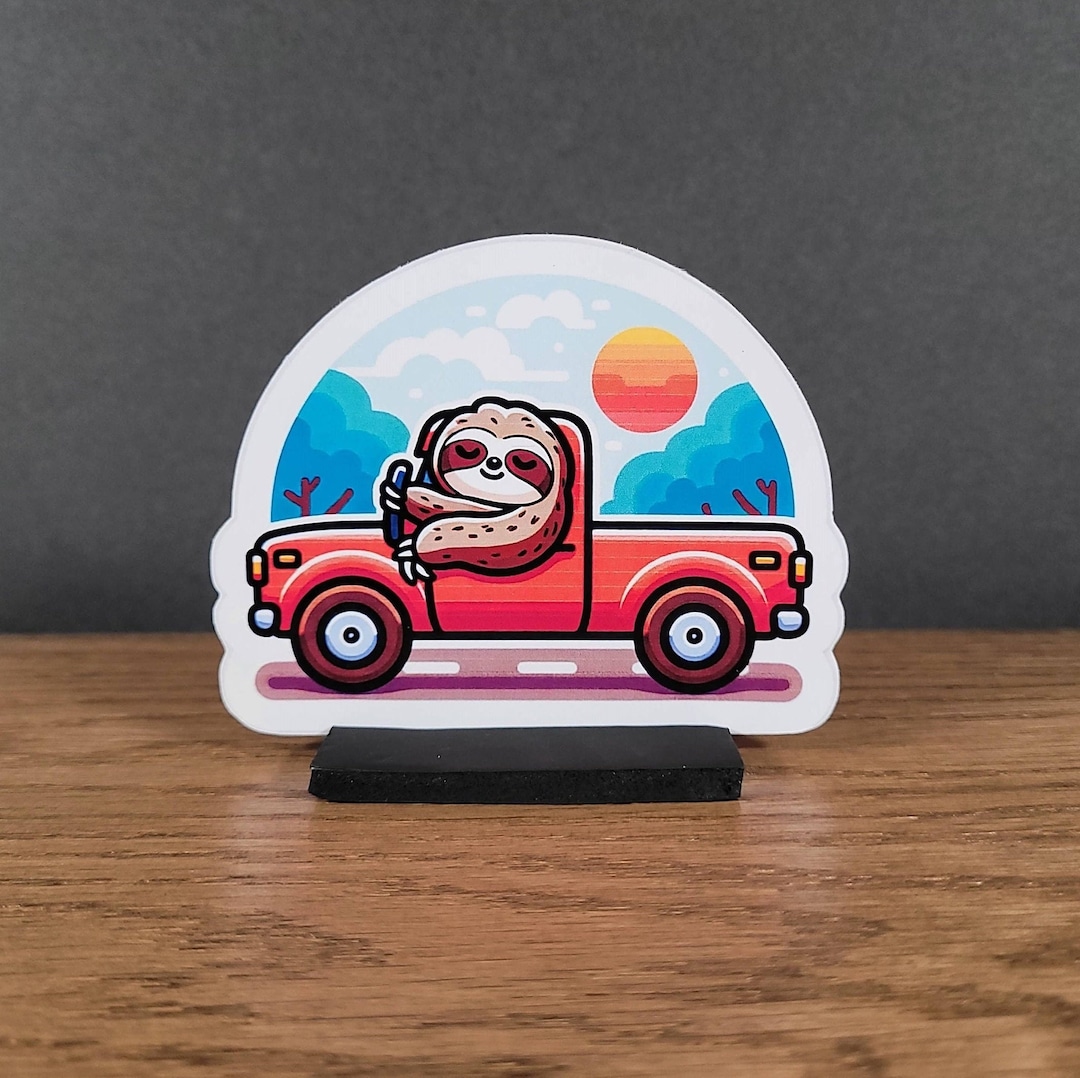 Carefree Driving Sloth Sticker Vibin Sloth Red Truck Sticker Cute ...
