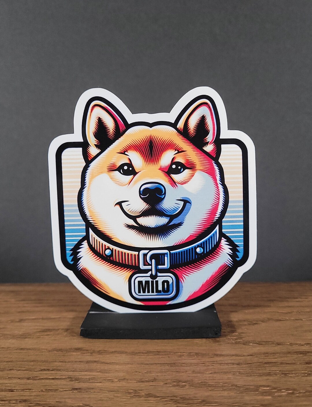 Custom Dog Tag Name Sticker Shiba Inu Dog Customizable Pet Gift ...