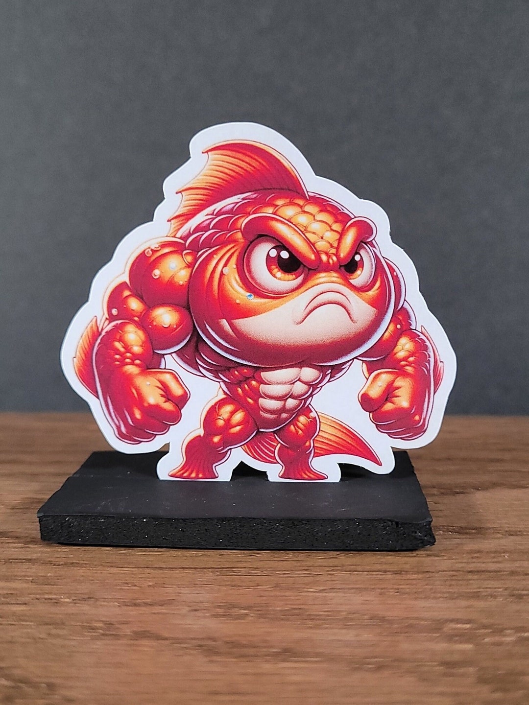 Muscular Goldfish Sticker Swole Fish Buff Fish Bro Fish Funny Gift ...
