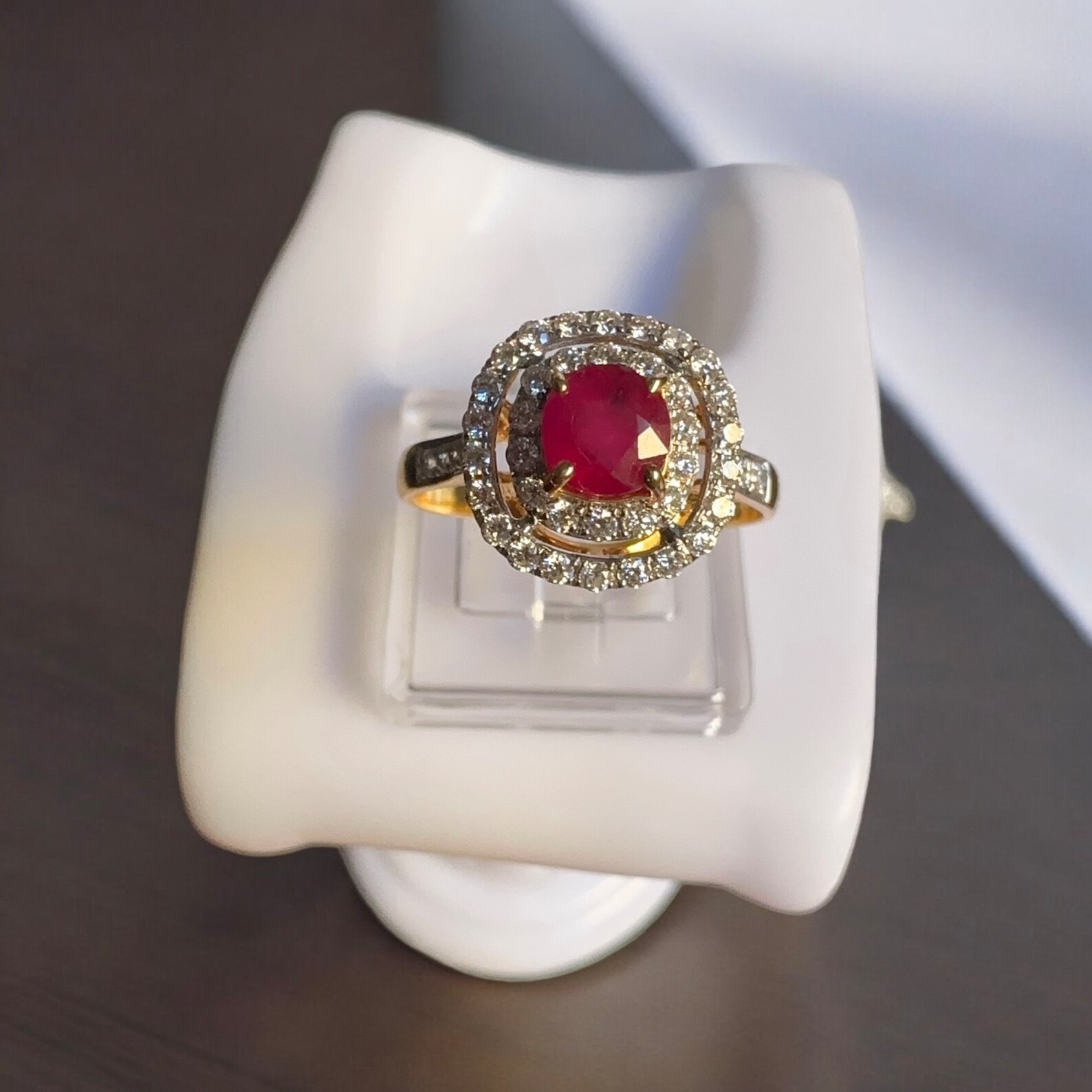 SOLD OUT Burmese Natural Unheated Ruby and Natural Diamonds Ring in 20K ...