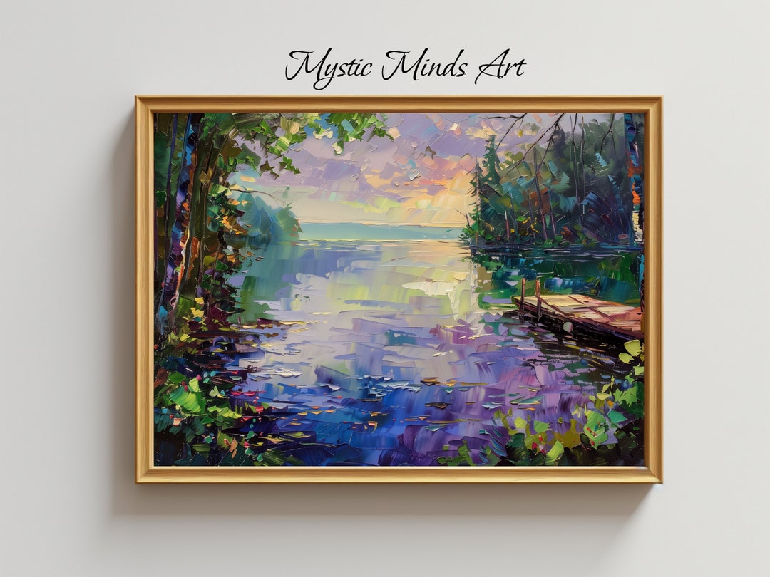 Printable Impressionist Lake Reflections: Serene Lakeside Beauty ...