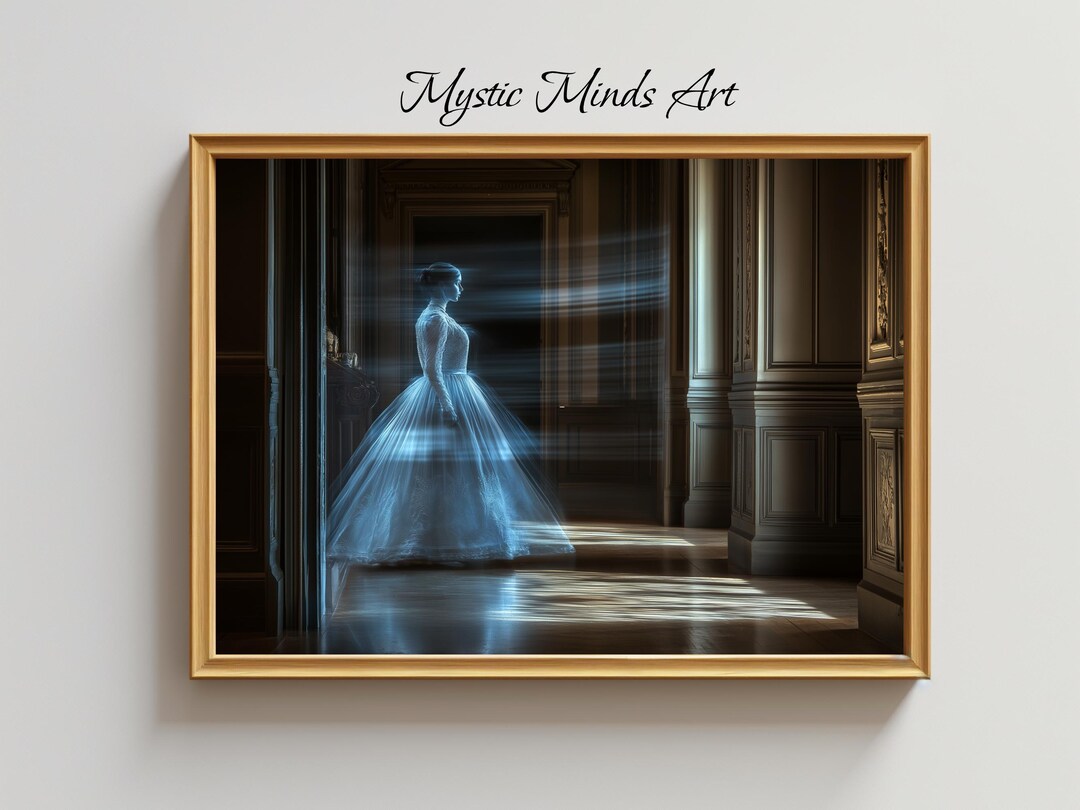 Printable Ghostly Bride in Haunted Hallway. Ethereal Digital Wall Art ...