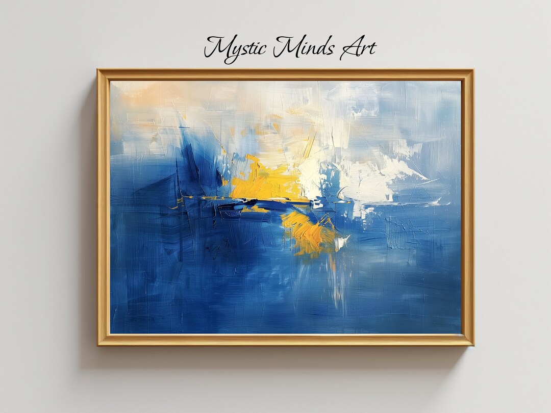 Printable Abstract Moody Blues and Sunshine Painting: Abstract Blue and ...