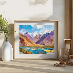 Ladakh Himalayas - Printable Digital Art, Colorful Oil Painting With ...