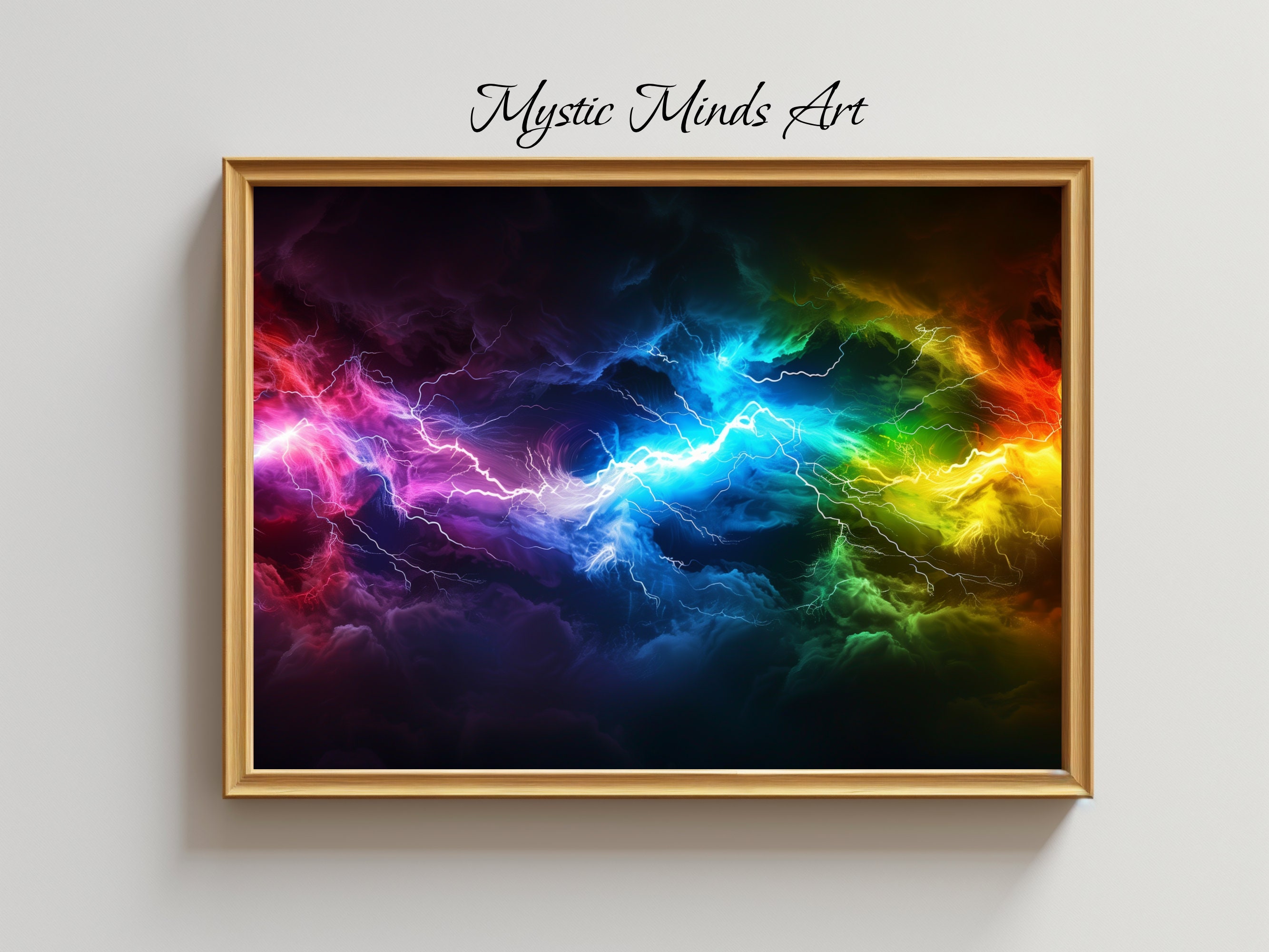 Printable Rainbow Lightning in Dark Sky: High-definition Art of Rainbow ...