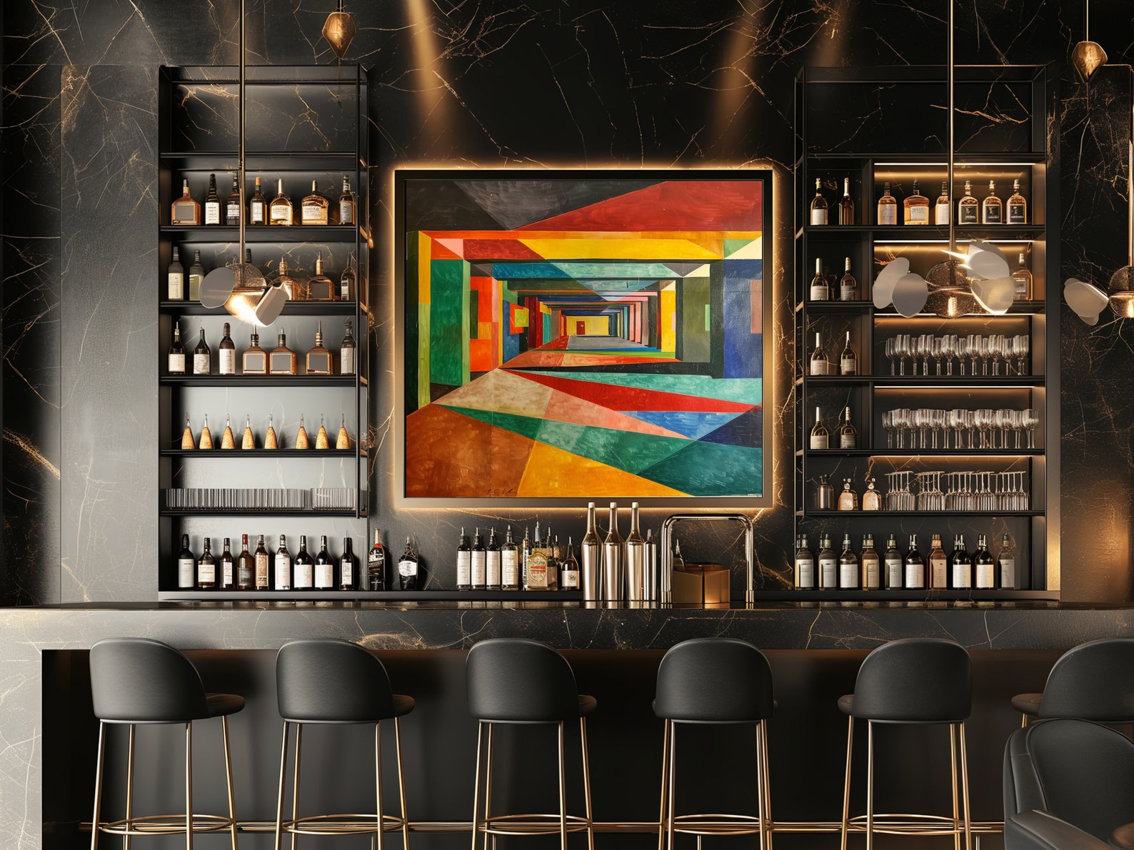 Printable Abstract Endless Hallway Backrooms Art: Abstract Art Three ...