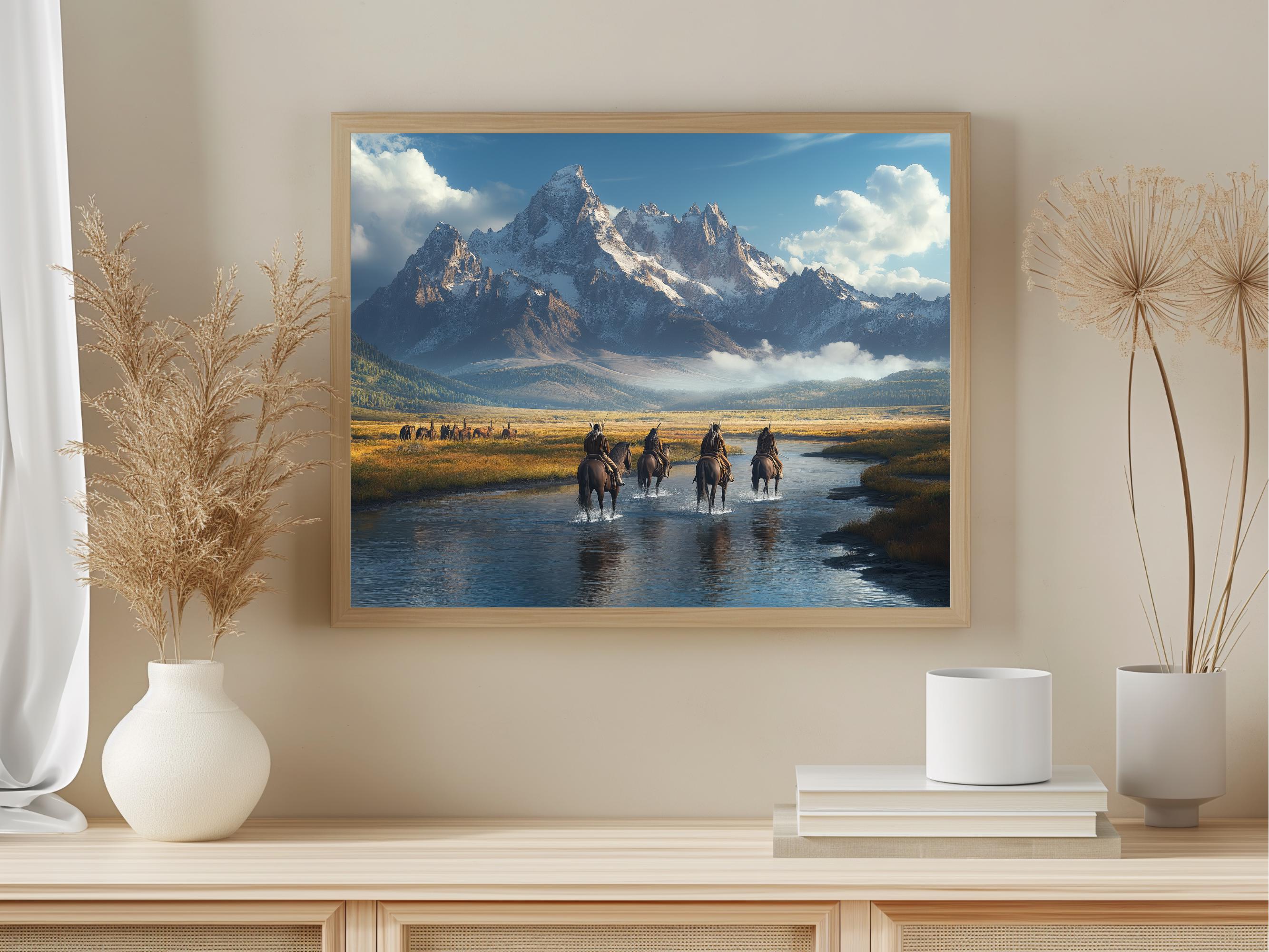 Riders of the Ancestral Plains; Printable Digital Art, Native American ...