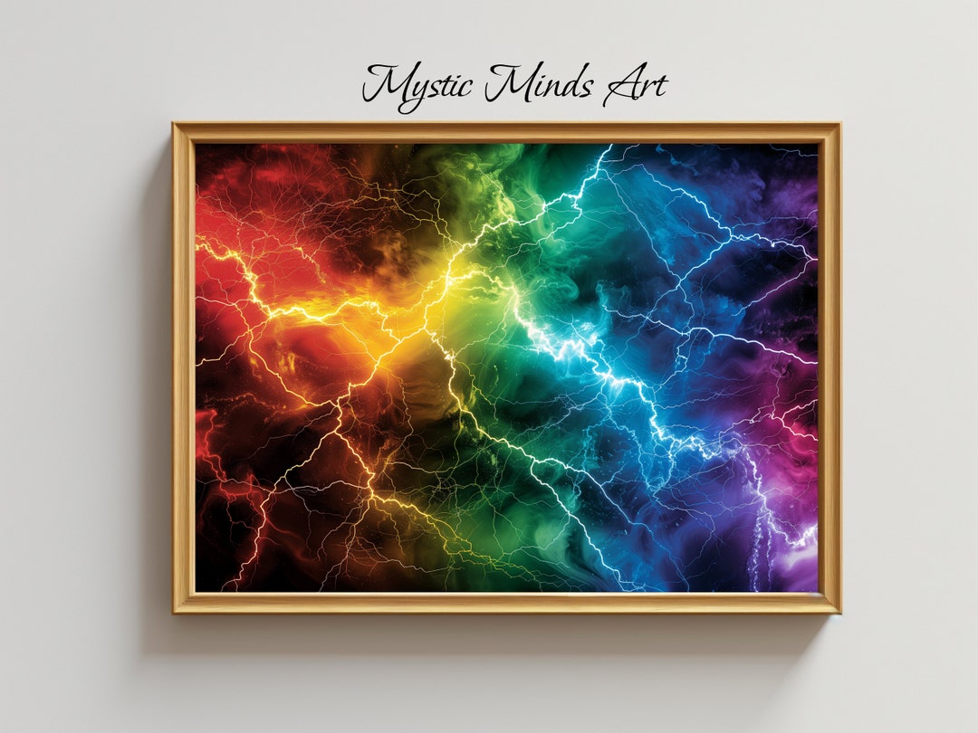 Printable Rainbow Lightning Art: Vibrant Hues, Perfect for Adding a ...