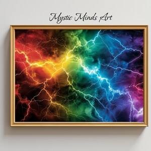Printable Rainbow Lightning Art: Vibrant Hues, Perfect for Adding a ...