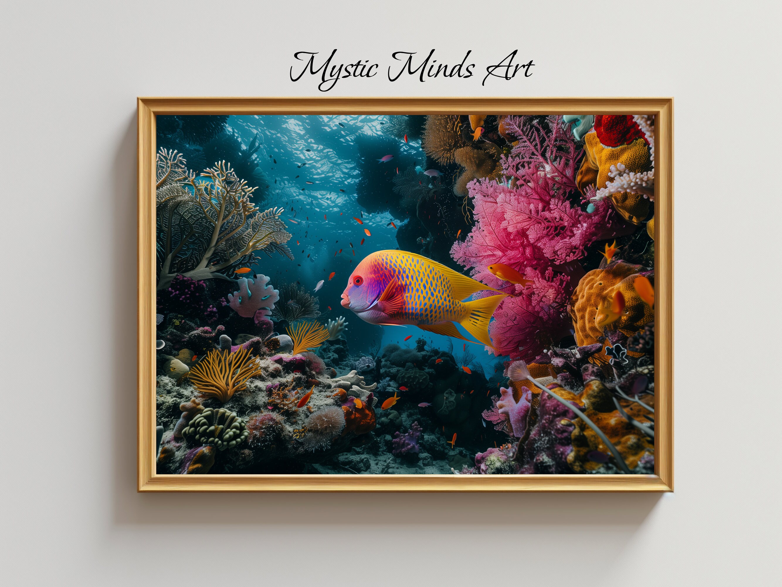 Printable Vibrant Coral Reef Underwater Scene: Bright Colorful Fish and ...