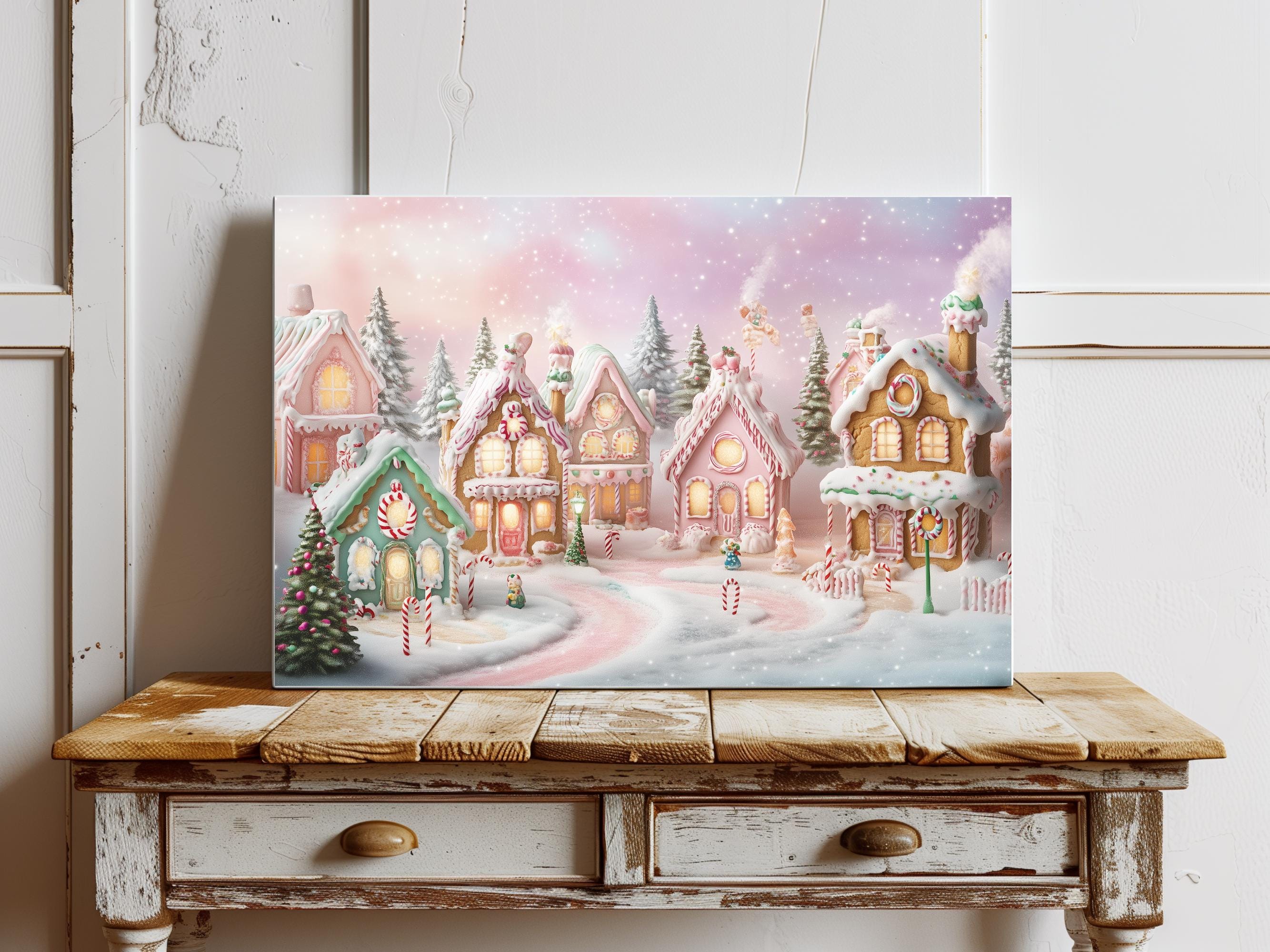 Candy Land Christmas Village, Printable Digital Art, Whimsical ...