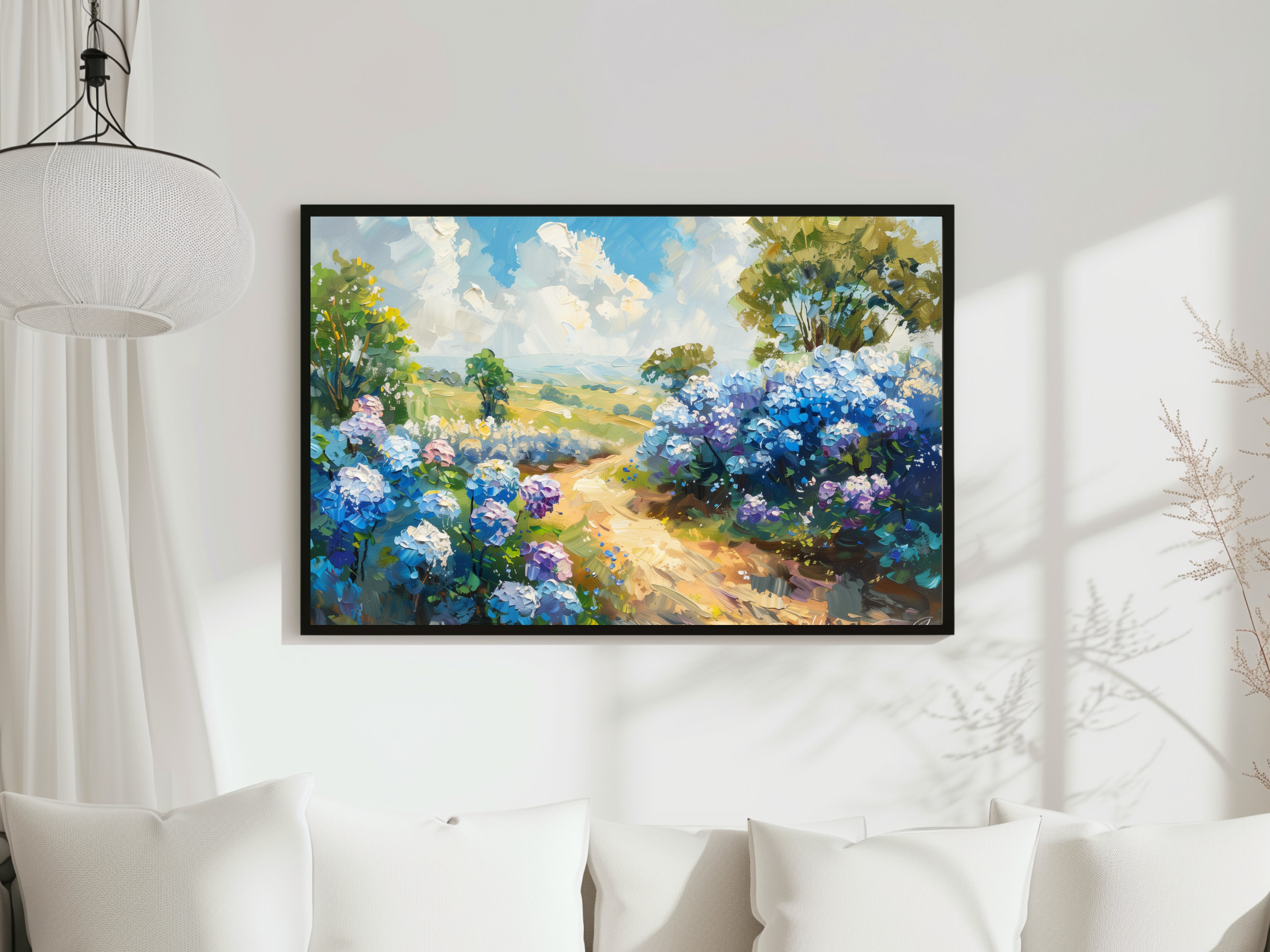 Hydrangea Serenade: Hydrangea Landscape Painting With Palette Knife ...
