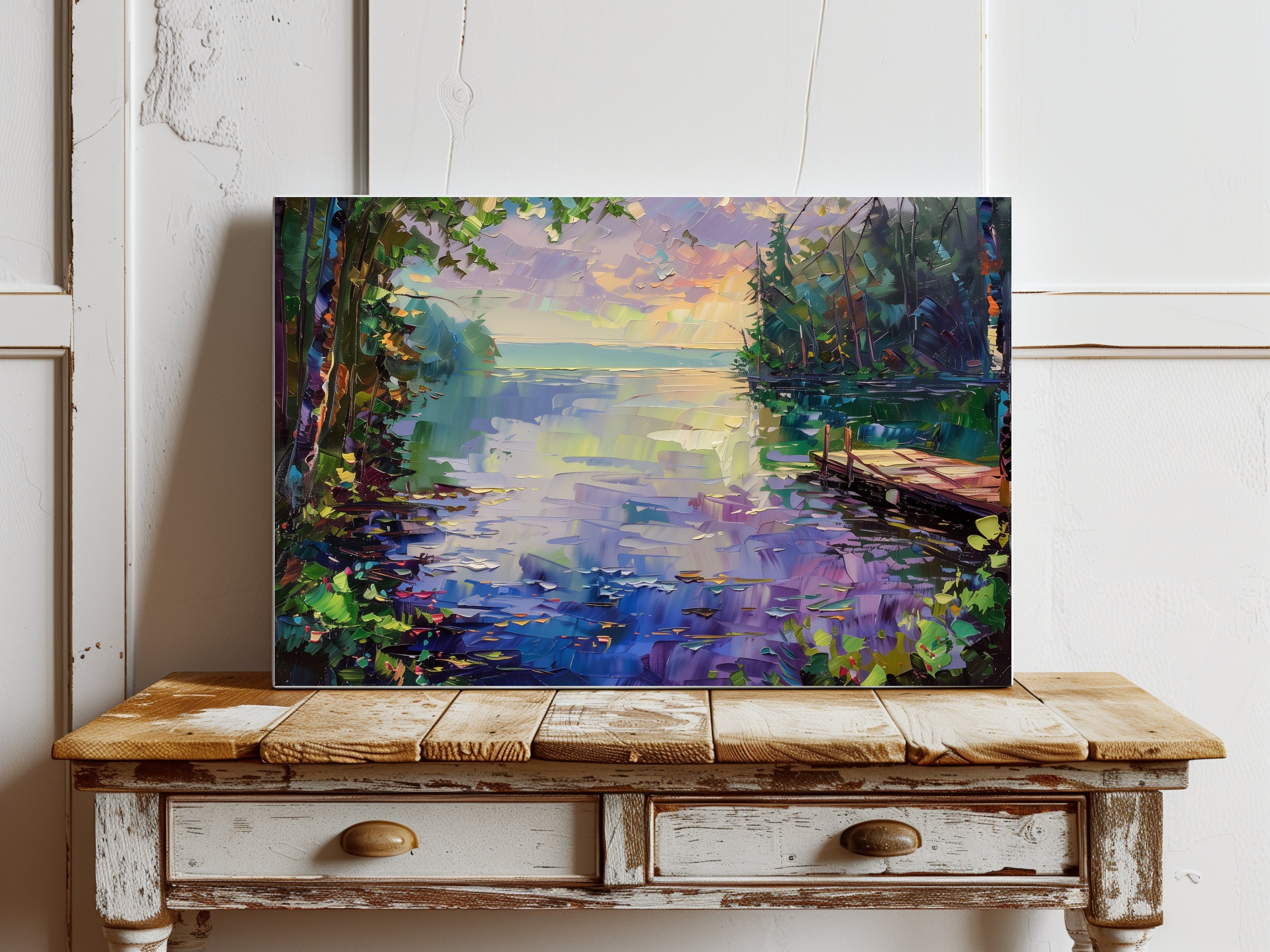Printable Impressionist Lake Reflections: Serene Lakeside Beauty ...