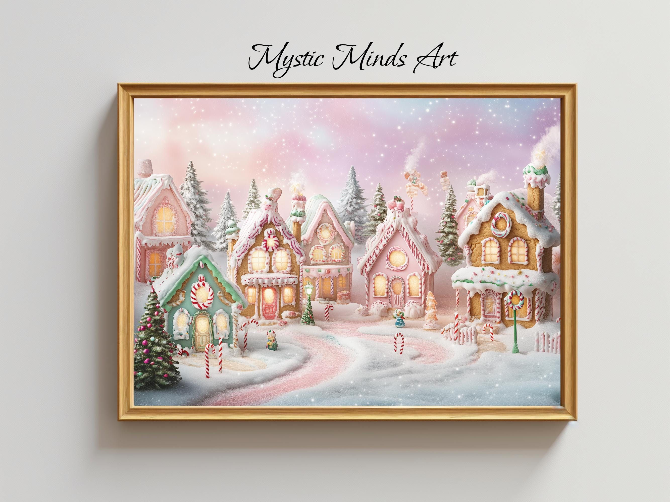 Candy Land Christmas Village, Printable Digital Art, Whimsical ...