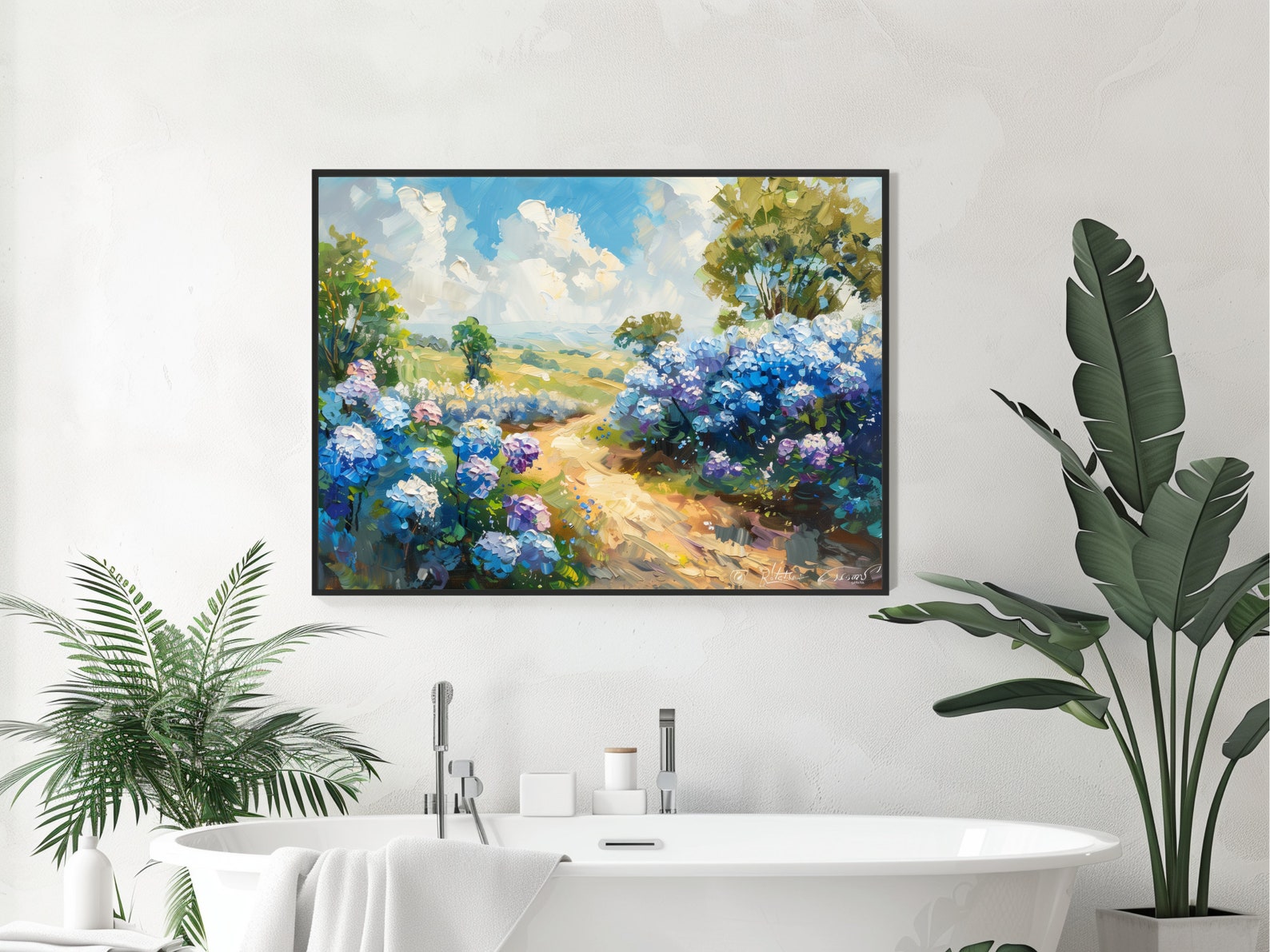 Hydrangea Serenade: Hydrangea Landscape Painting With Palette Knife ...