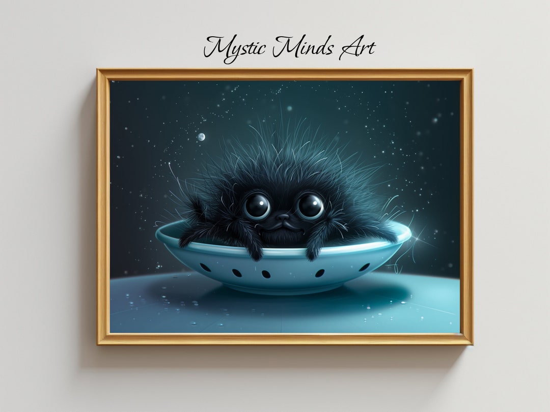 Printable Cute Fluffy Spider in Flying Saucer. Cute Spider With Big ...