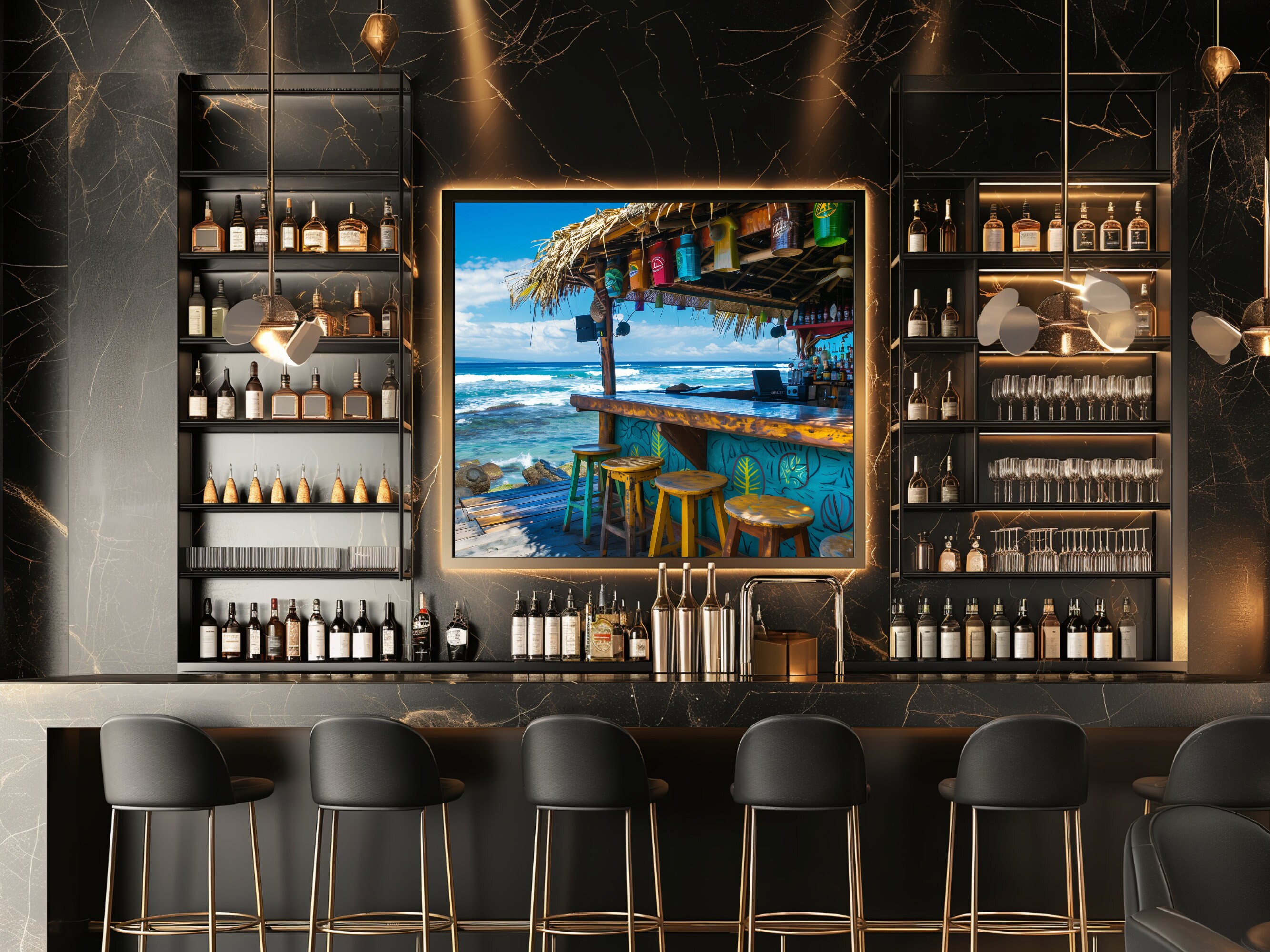 Tropical Tiki Bar Bliss: Printable Tiki Bar Scene. Perfect for Adding ...