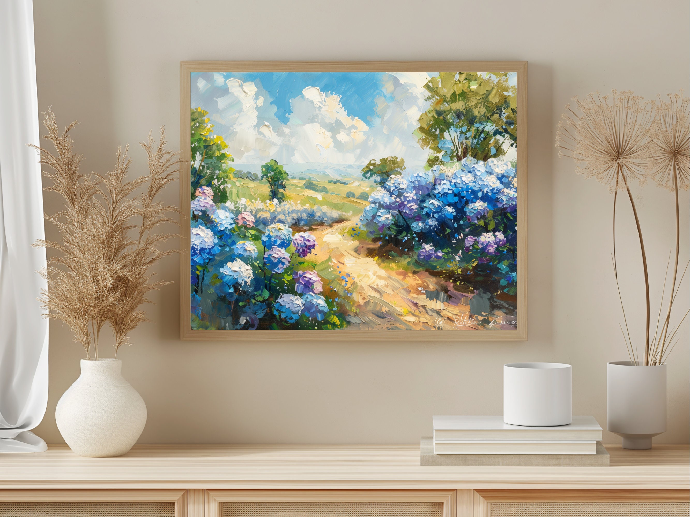 Hydrangea Serenade: Hydrangea Landscape Painting With Palette Knife ...