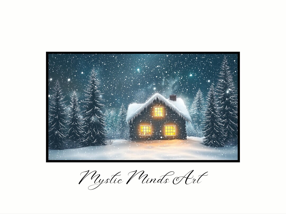 Cozy Winter Cottage, Digital Art, for Samsung Frame TV, Snowy Holiday ...